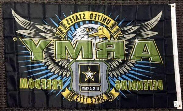 Army Defending Freedom Black Flag 3x5 FT