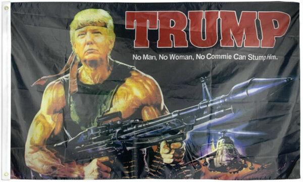 Trump With Gun Rambo Flag 3x5 FT