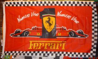 Ferrari Red Numero Uno Checkered Flag 3x5 FT